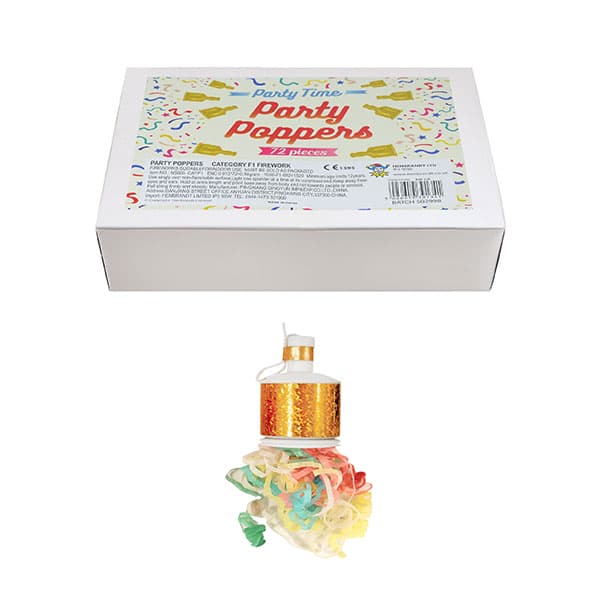 Gold Holographic Party Poppers 72pk : Go International, UK
